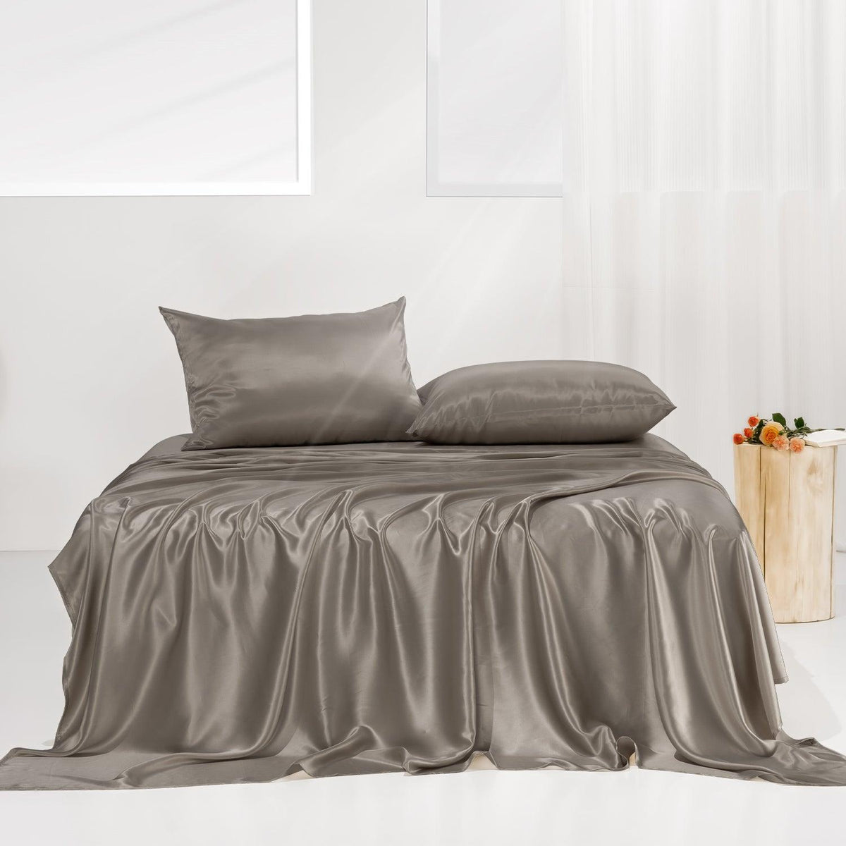 30mm 6A+ 100% Mulberry Silk Flat Sheets Set 4pcs